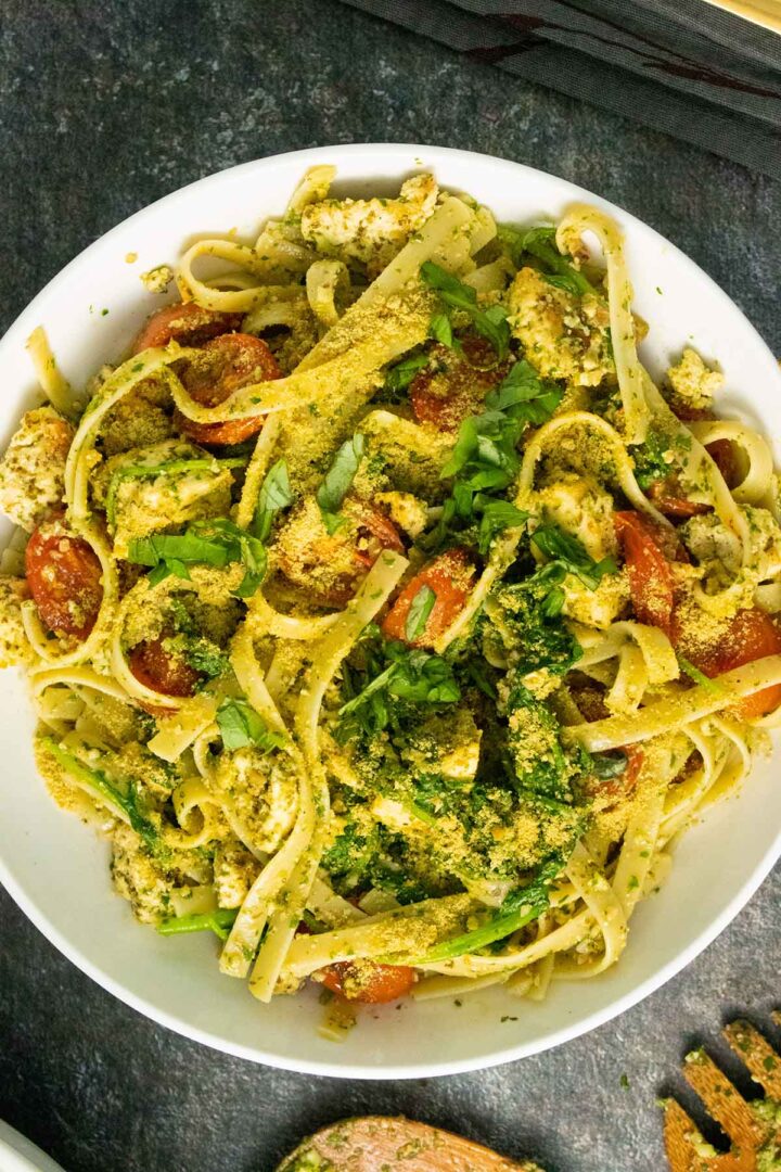 Vegan Pesto Tofu Pasta